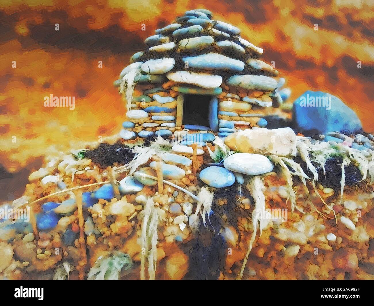 small pebble house by the sea. miniature Stock Photo - Alamy