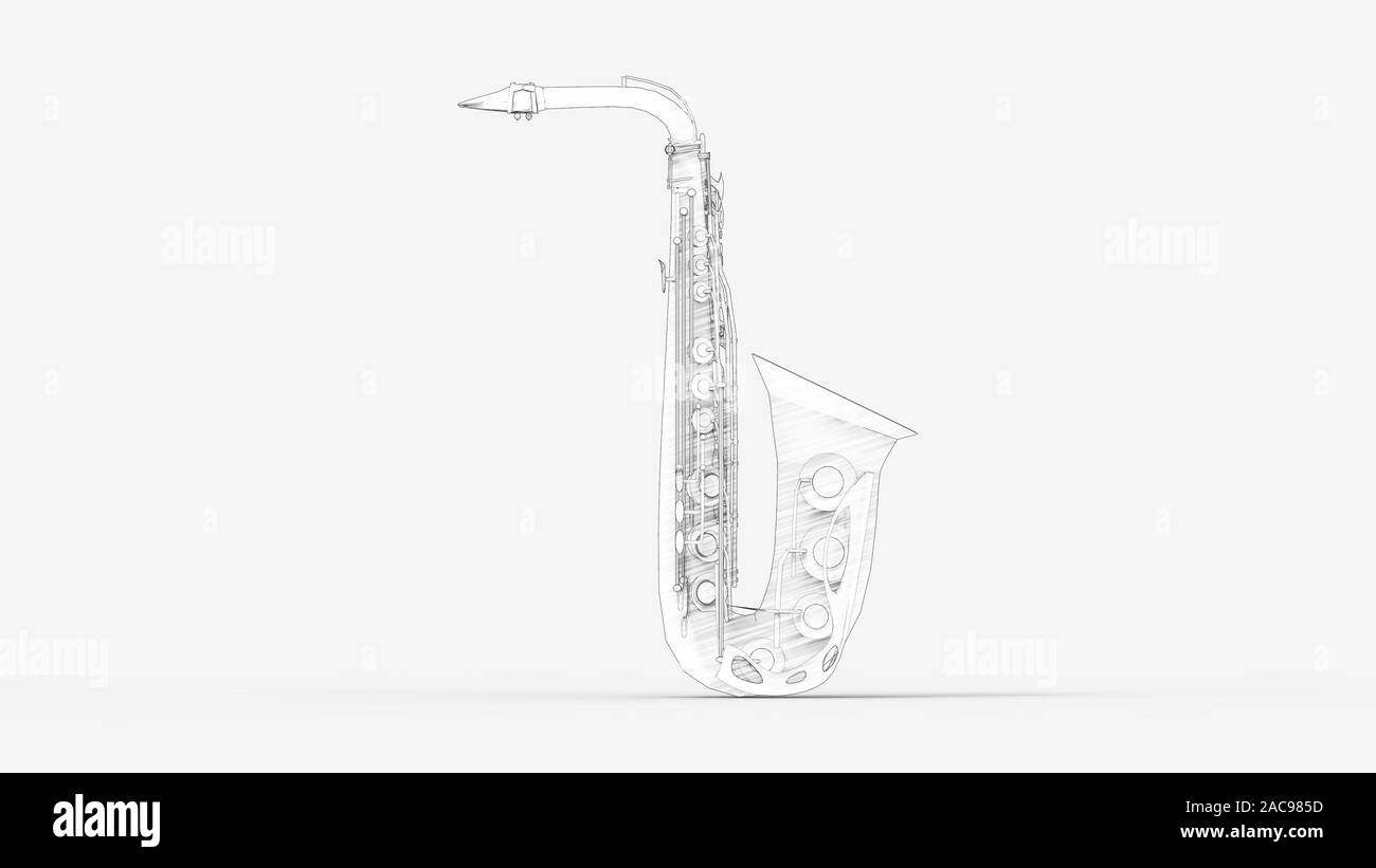3d rendering of a saxophone isolated in studio background Stock Photo ...