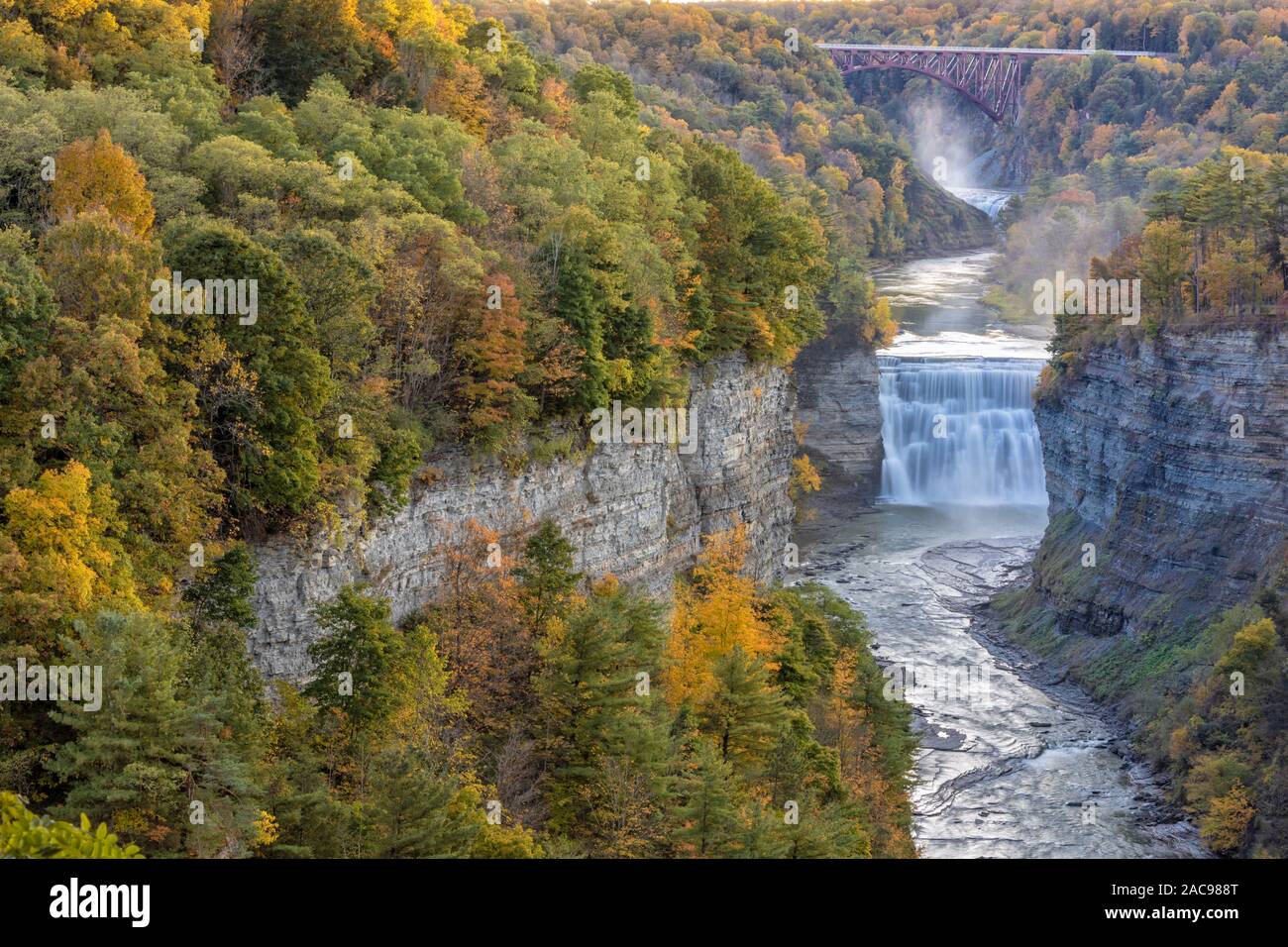 Upper and Middle Falls on the Genesse RIver at dusk from Inspriation ...