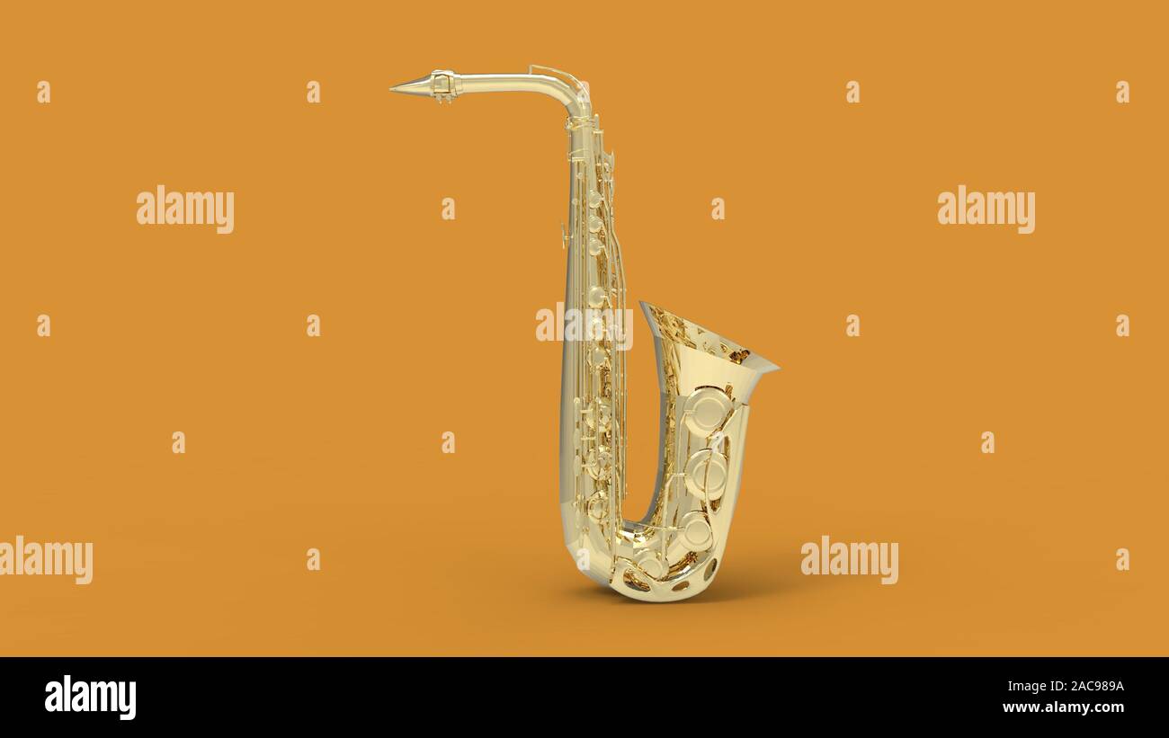 3d rendering of a saxophone isolated in studio background Stock Photo ...