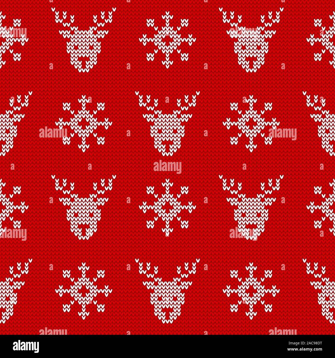 Red knitted sweater deer Stock Vector Images - Alamy