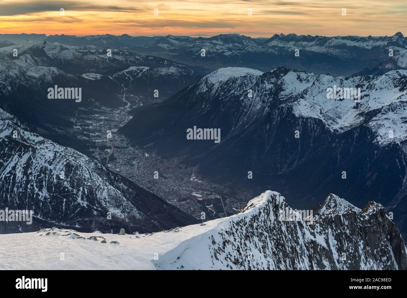 Capturing a valley In France att sunset from the top Stock Photo - Alamy