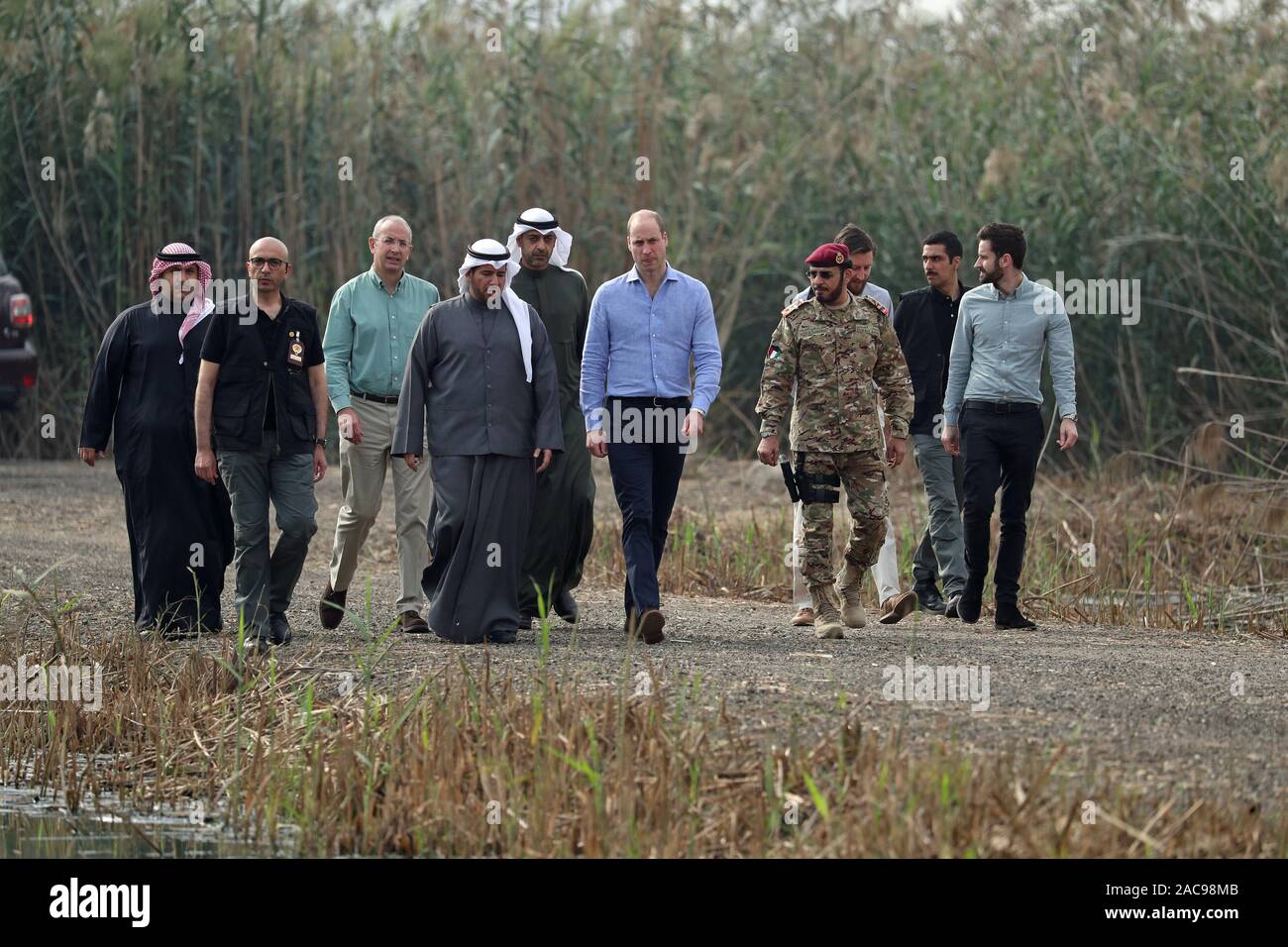 The Duke of Cambridge (centre) during his visit to Kuwait City's ...