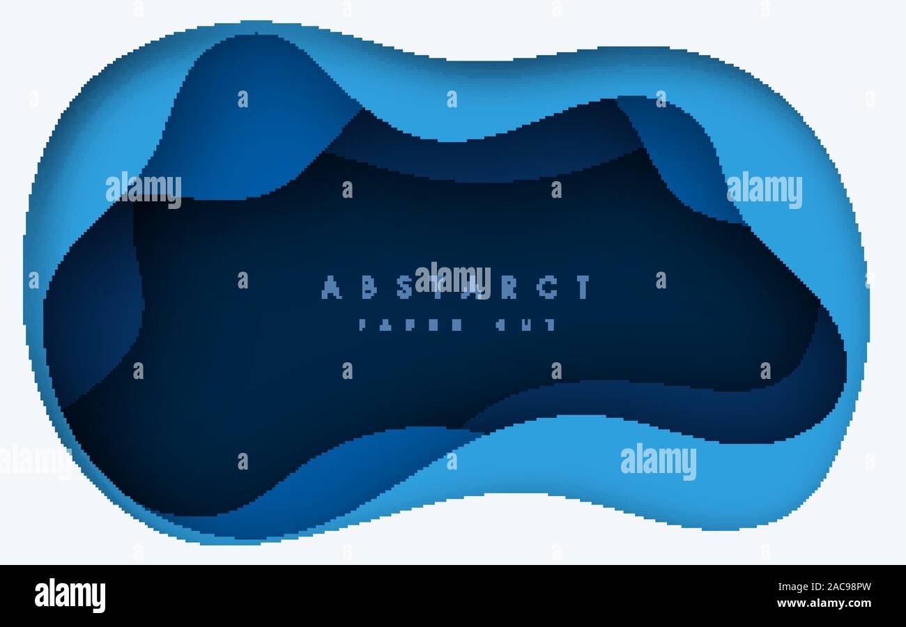 Vector background with deep blue color paper cut shapes. 3D abstract ...