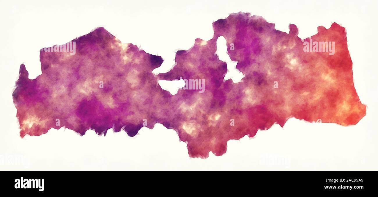 Batken region watercolor map of Kyrgyzstan Stock Photo - Alamy