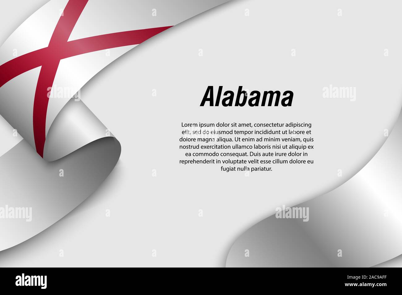 Waving ribbon or banner with flag of Alabama. State of USA. Template ...