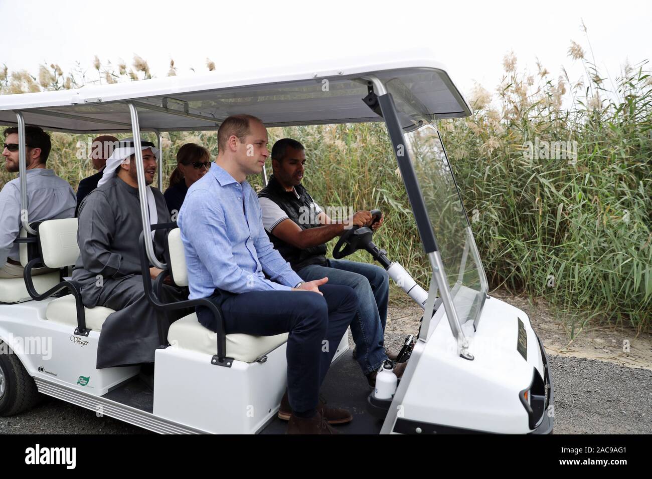 The Duke of Cambridge rides in a buggy during his visit to Kuwait City ...