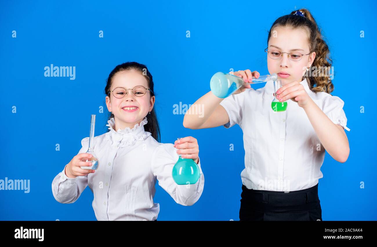 Small kid study. Education concept. Chemistry fun. Basic knowledge ...