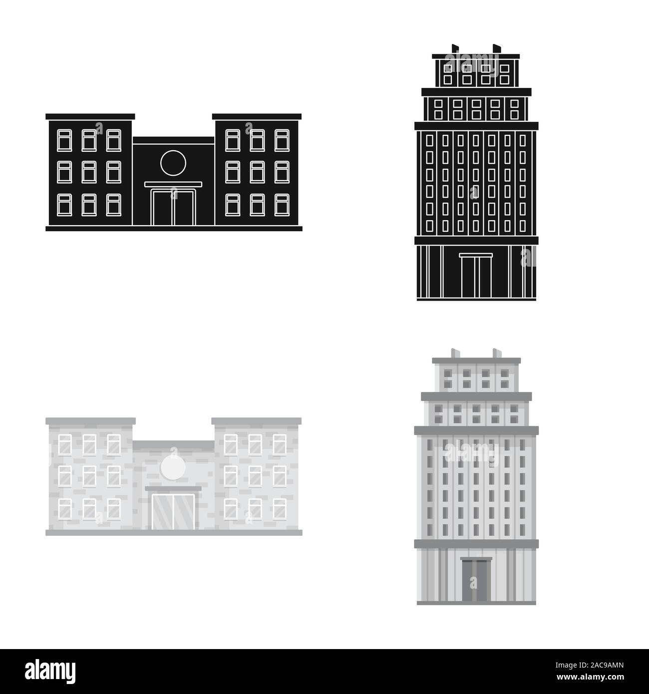 Vector illustration of municipal and center logo. Set of municipal and ...