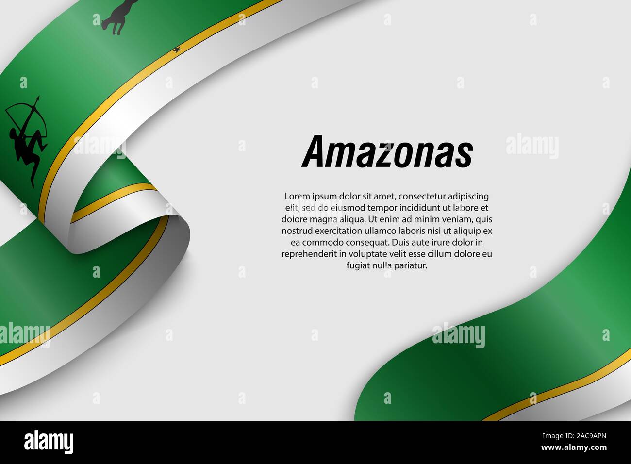 Waving ribbon or banner with flag of Amazonas. Department of Colombia ...