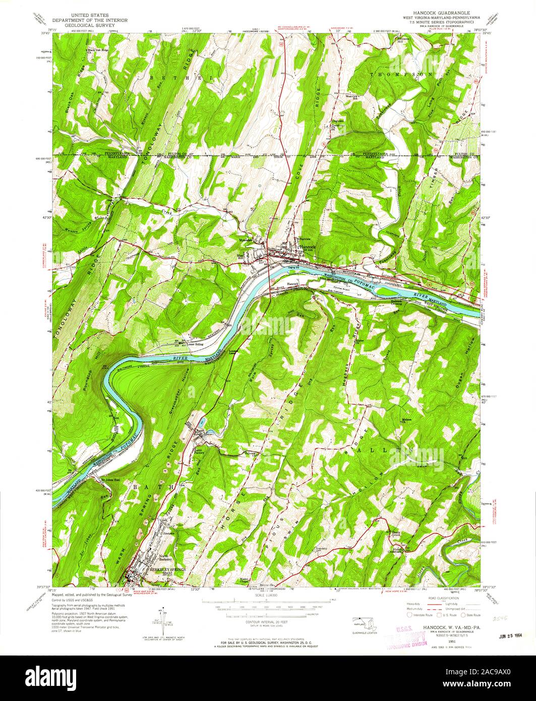 USGS TOPO Map Pennsylvania WV Hancock 252992 1951 24000 Restoration ...