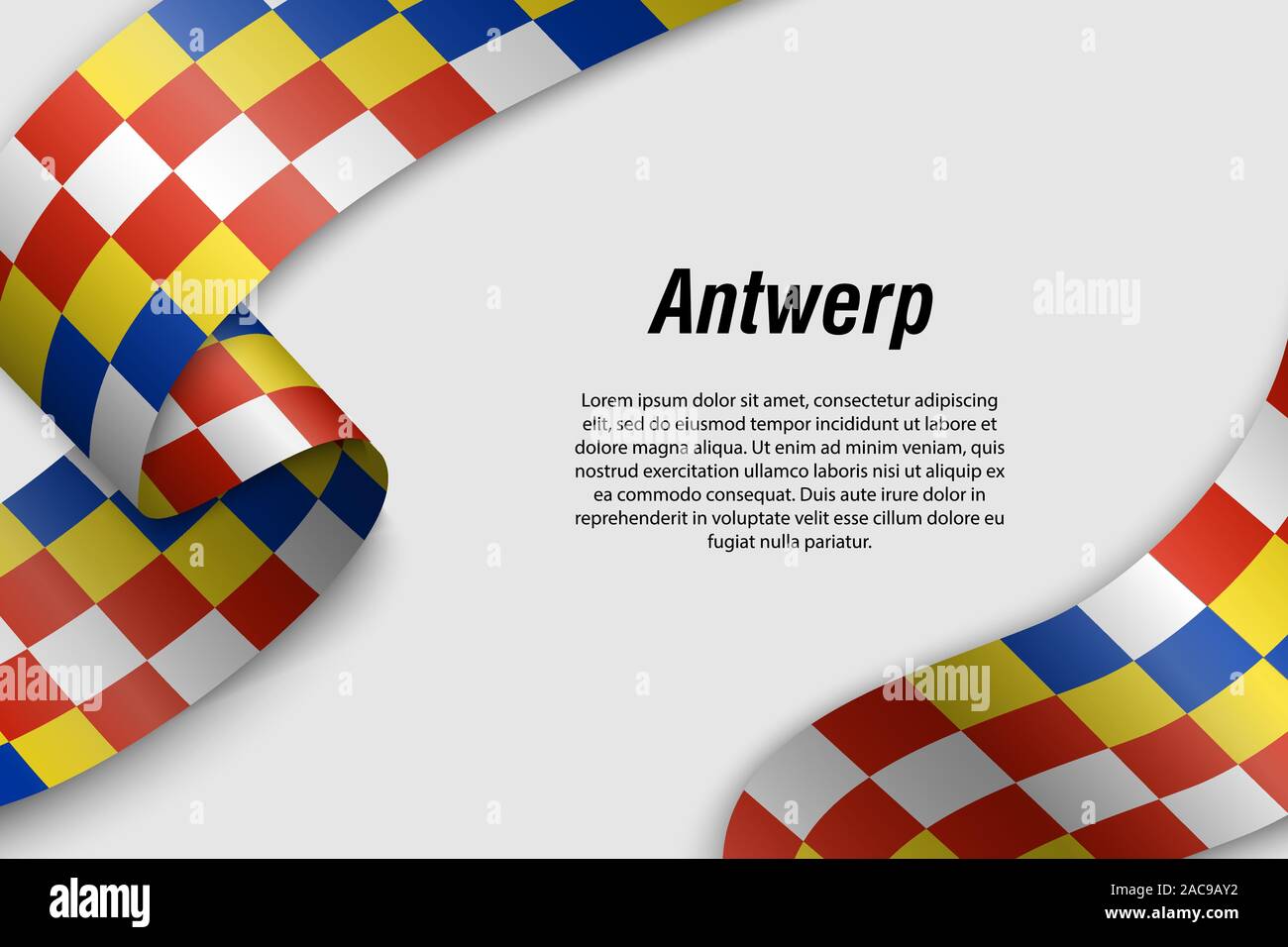 Waving ribbon or banner with flag of Antwerp. Province of Belgium ...