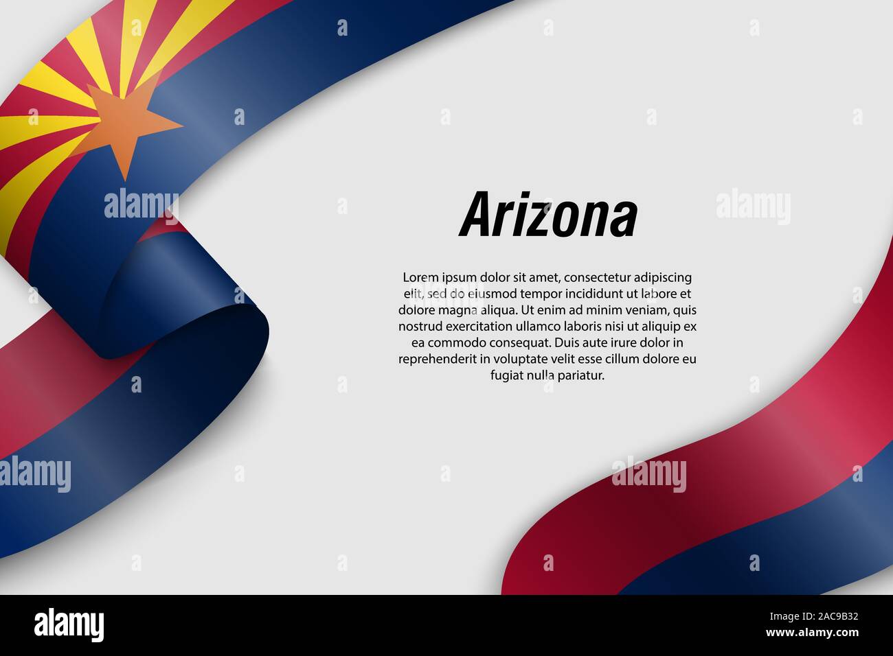 Waving ribbon or banner with flag of Arizona. State of USA. Template ...