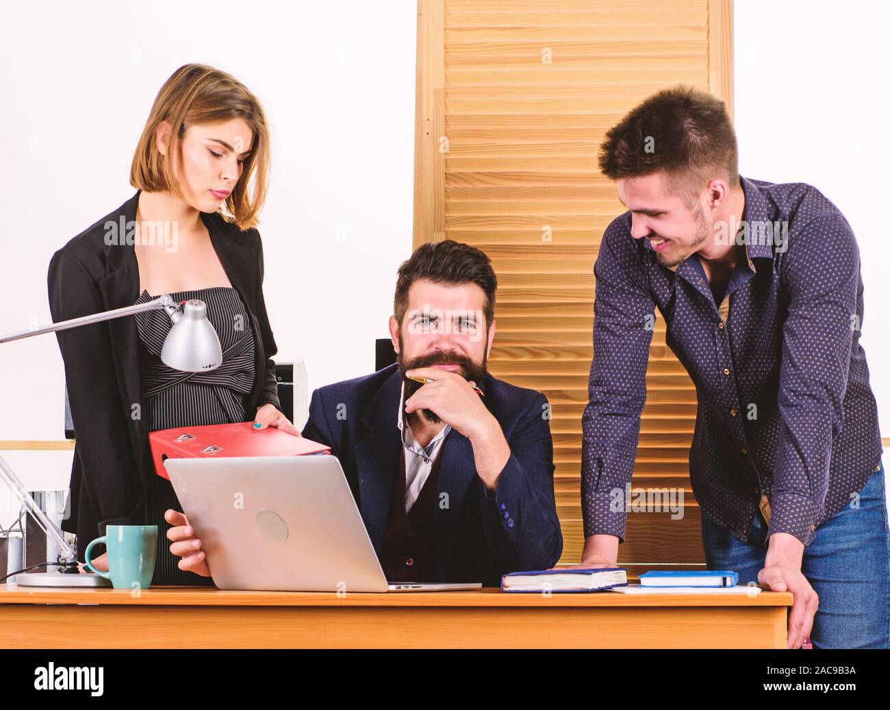 Management conference. People working and communicating at business ...