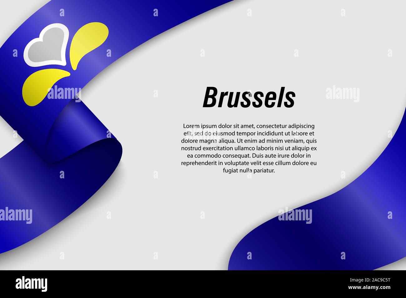 Waving ribbon or banner with flag of Brussels Capital Region. Province ...