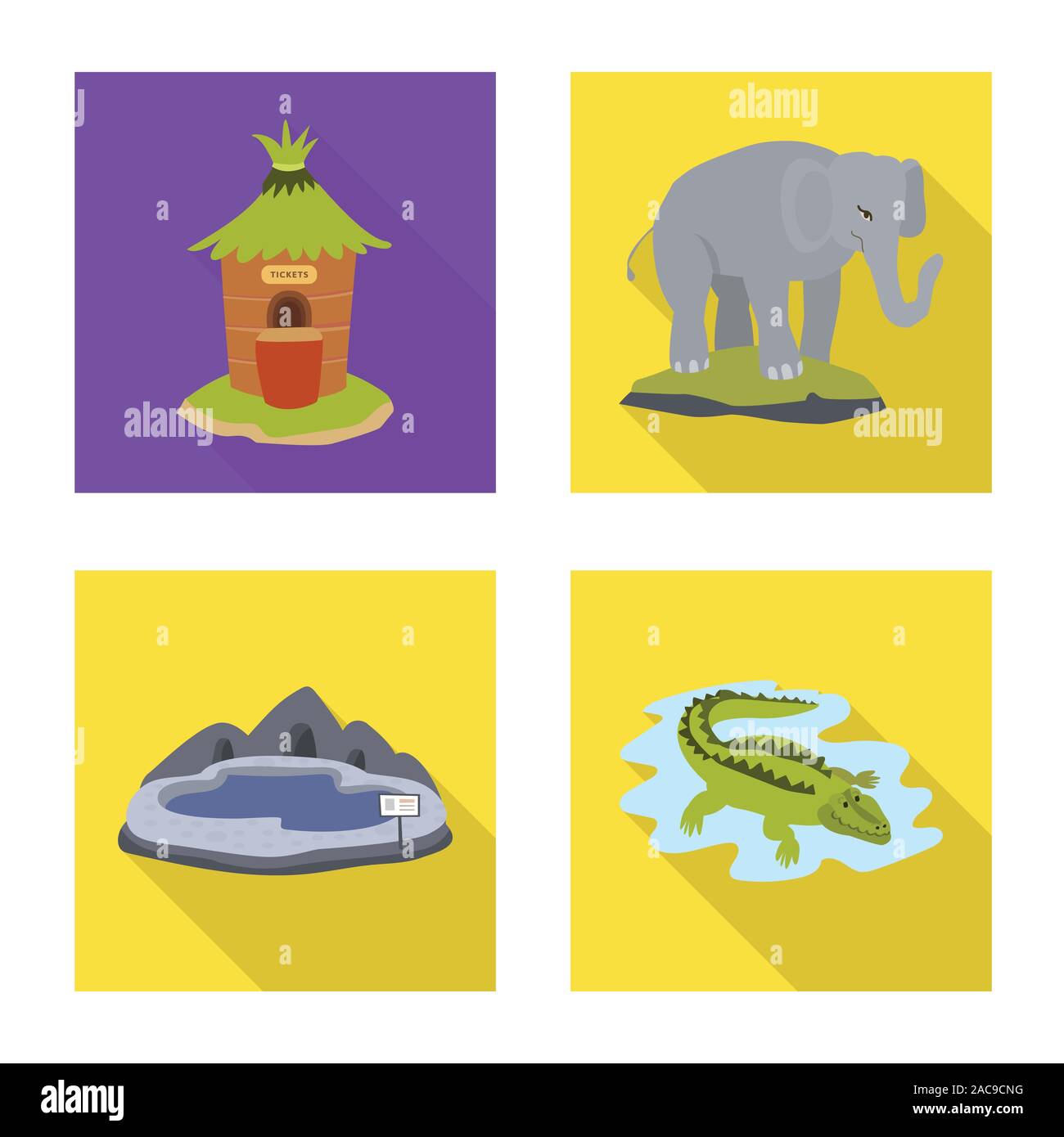 Vector illustration of safari and animal sign. Set of safari and fun ...