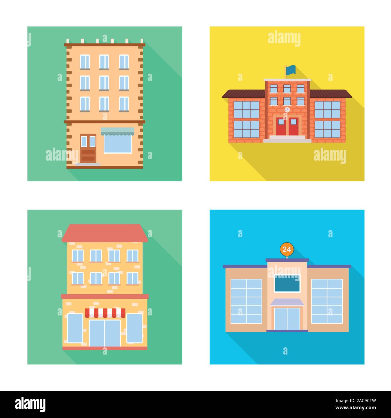 Vector illustration of municipal and center symbol. Set of municipal ...