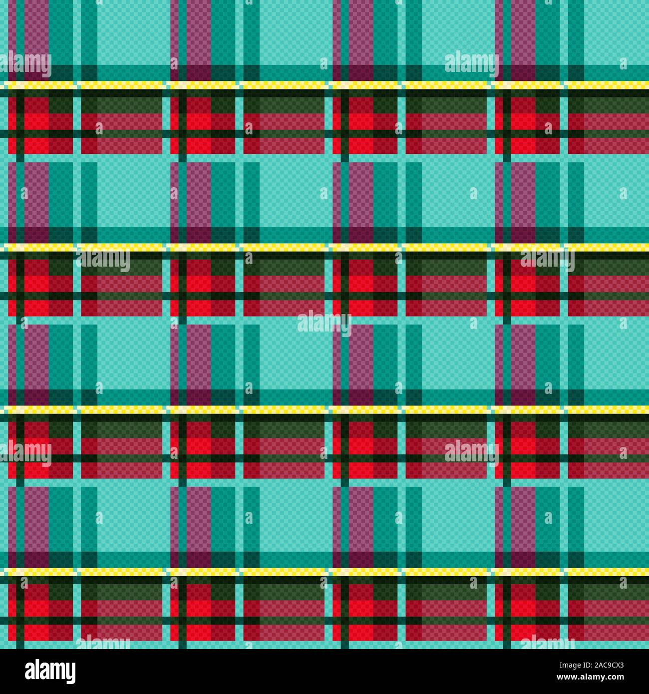 Seamless checkered shades of turquoise, green and red illustration ...
