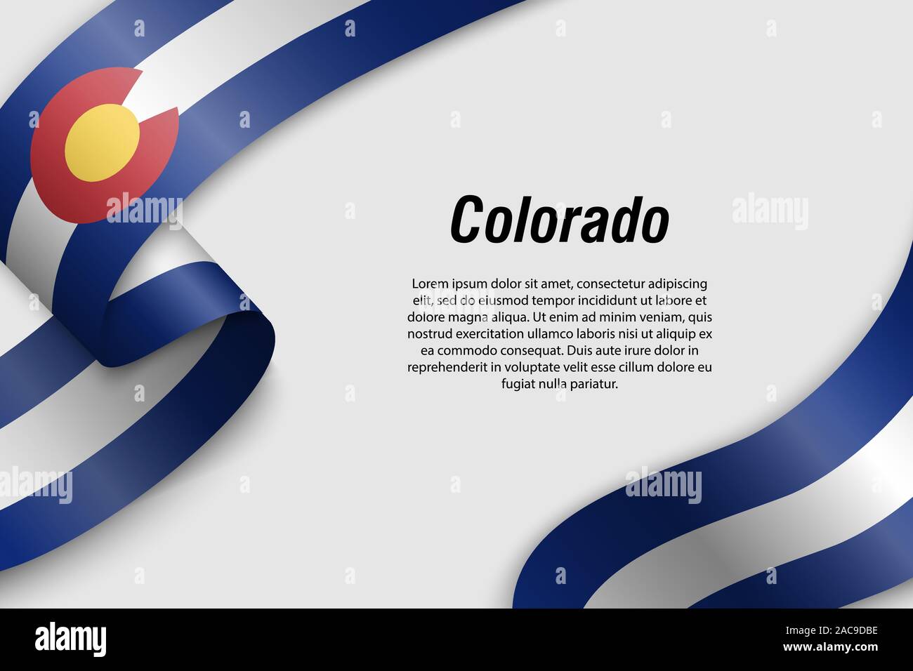 Waving ribbon or banner with flag of Colorado. State of USA. Template ...