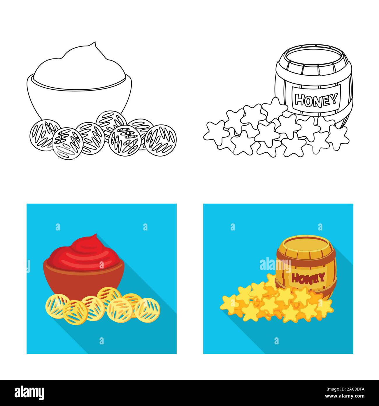 Vector design of taste and seasonin symbol. Set of taste and organic ...