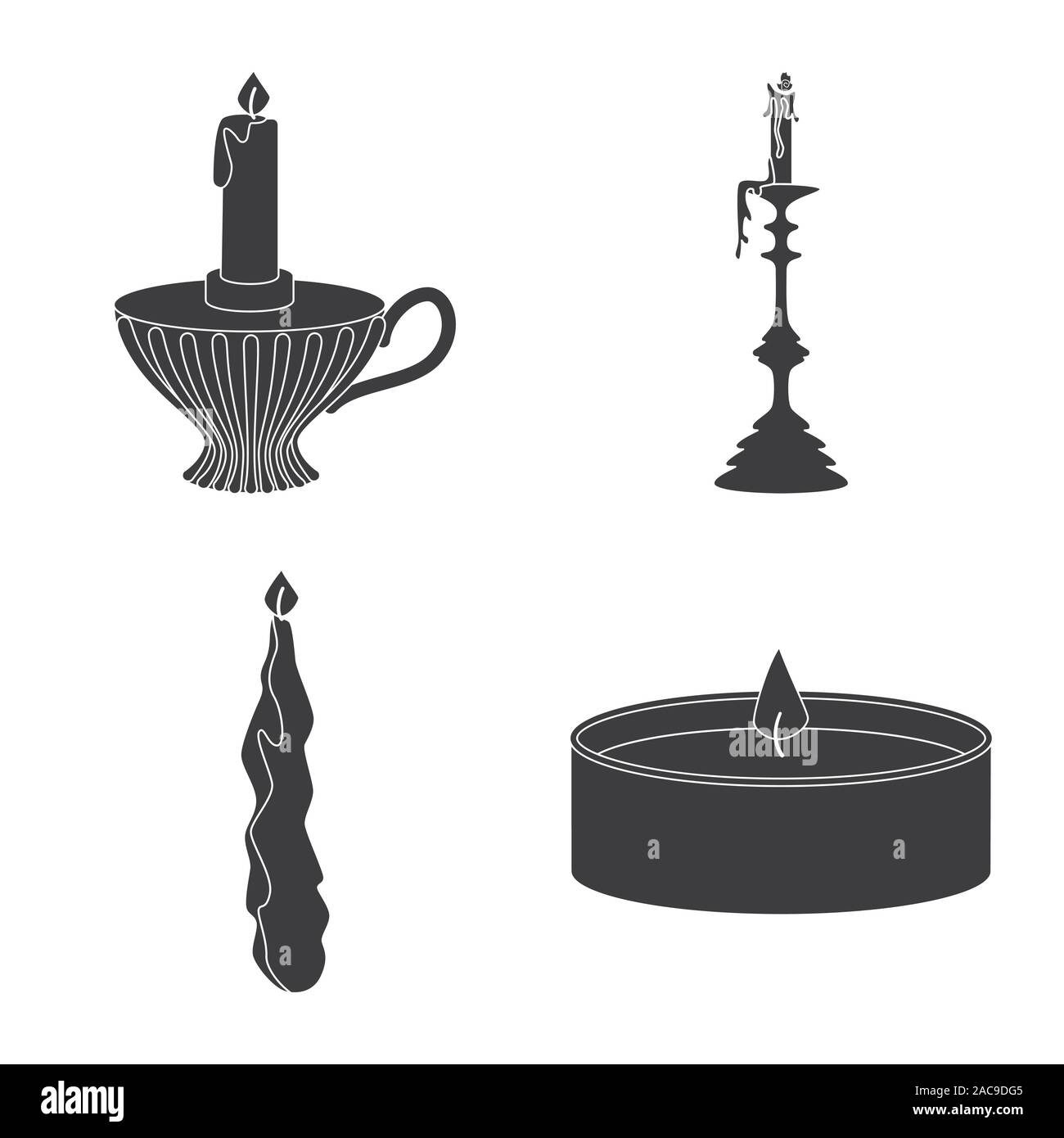 Vector design of candlelight and decoration icon. Collection of ...