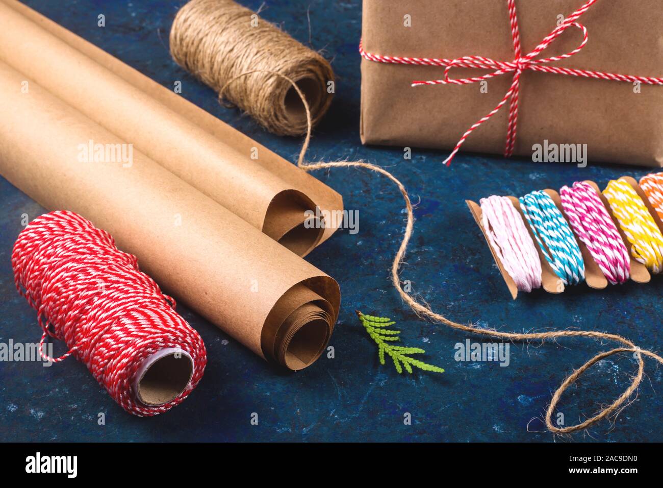 Tools for packing family hristmas gifts - craft wrapping paper ...