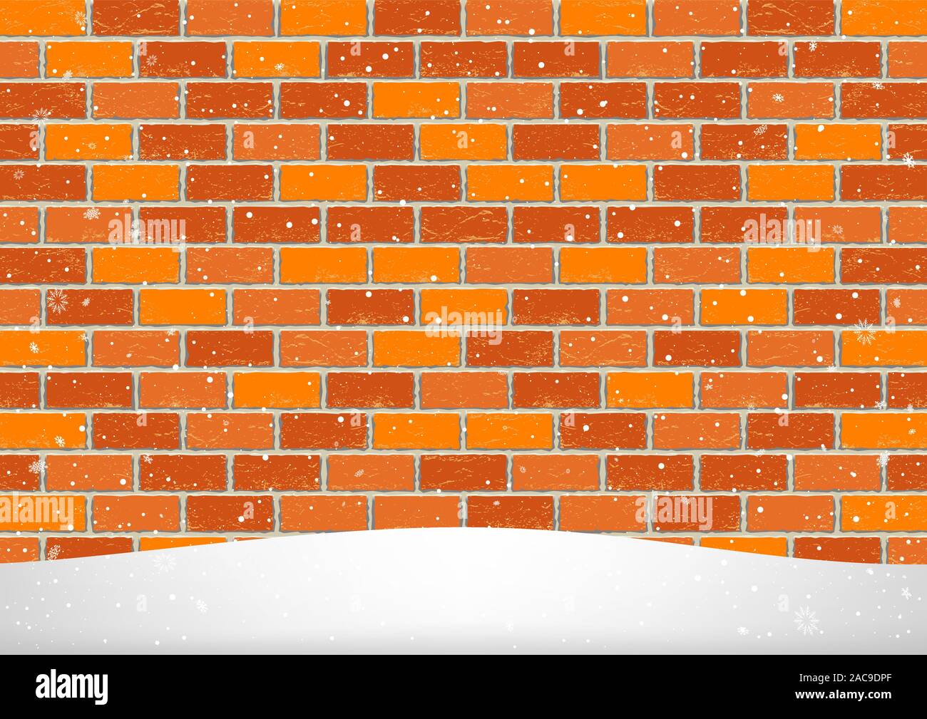 Christmas snowfall brick wall snowy hill Stock Vector Image & Art - Alamy
