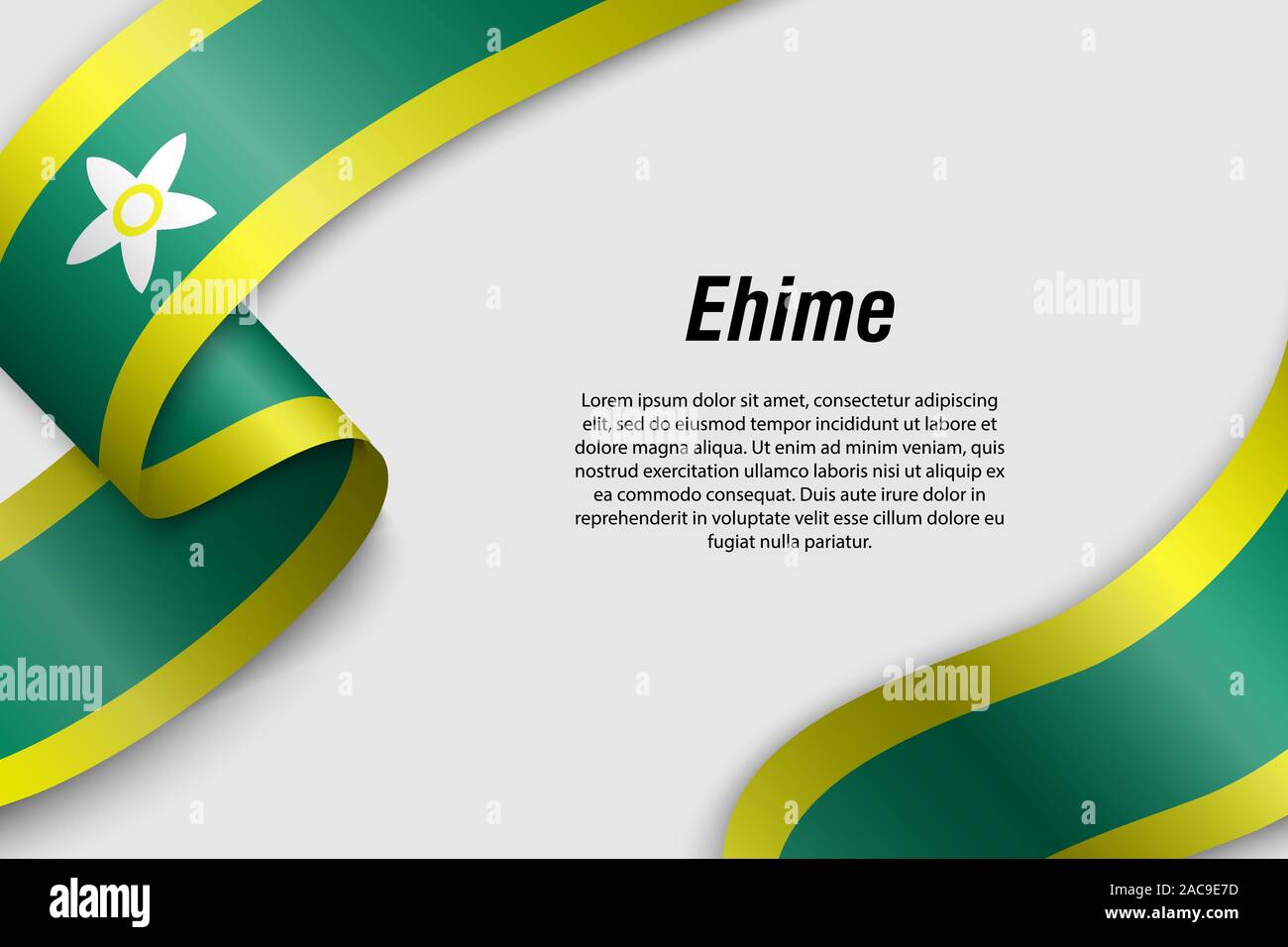 Waving ribbon or banner with flag of Ehime. Prefecture of Japan ...