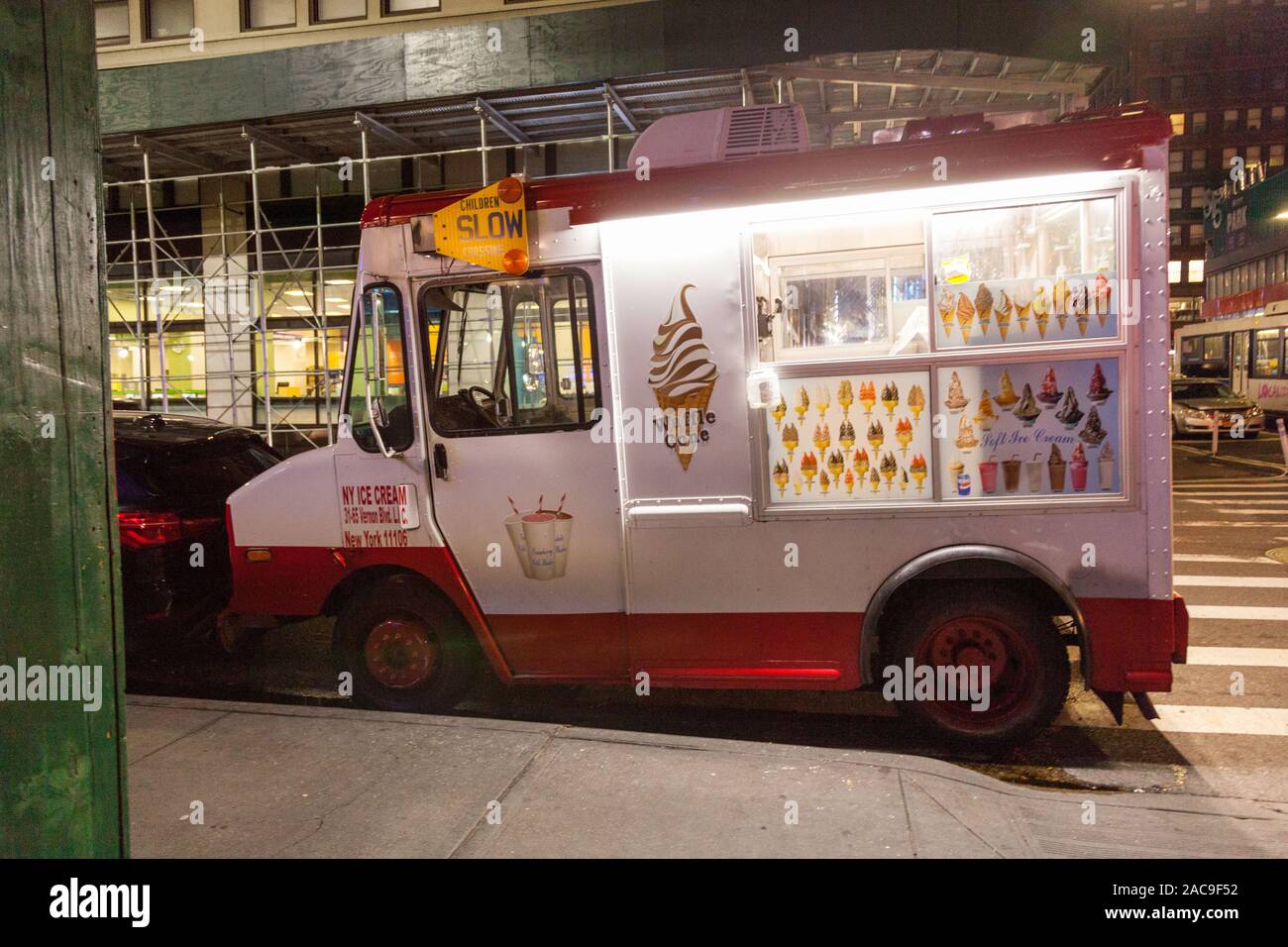 American ice cream truck box van. New York City, United States of ...