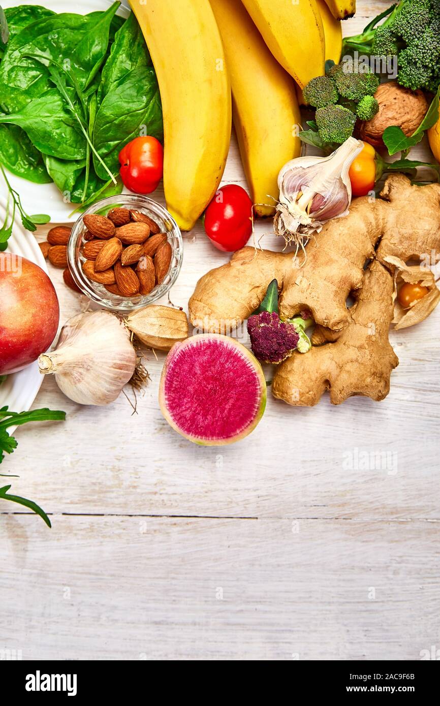 Selection of food rich in antioxidants and vitamins and mineral sources ...