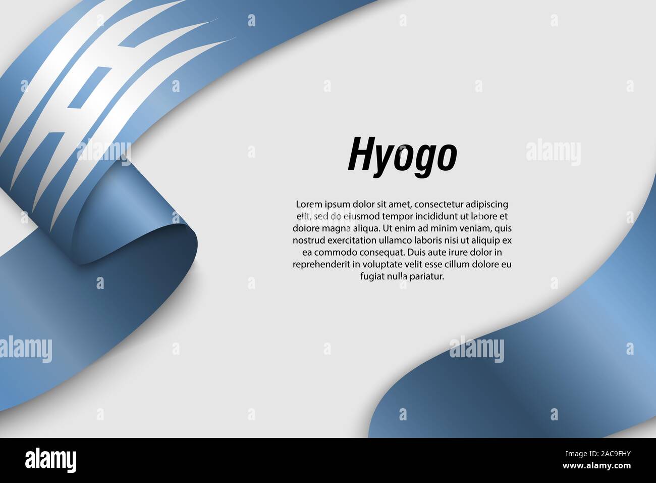 Waving ribbon or banner with flag of Hyogo. Prefecture of Japan ...