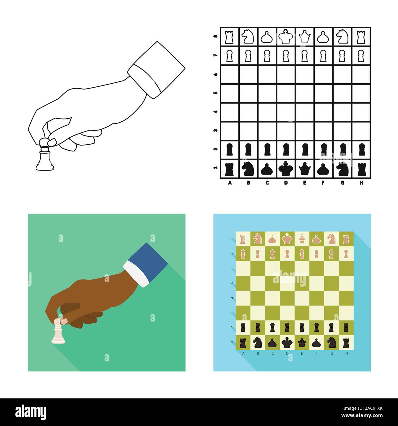 Isolated object of checkmate and thin symbol. Set of checkmate and ...