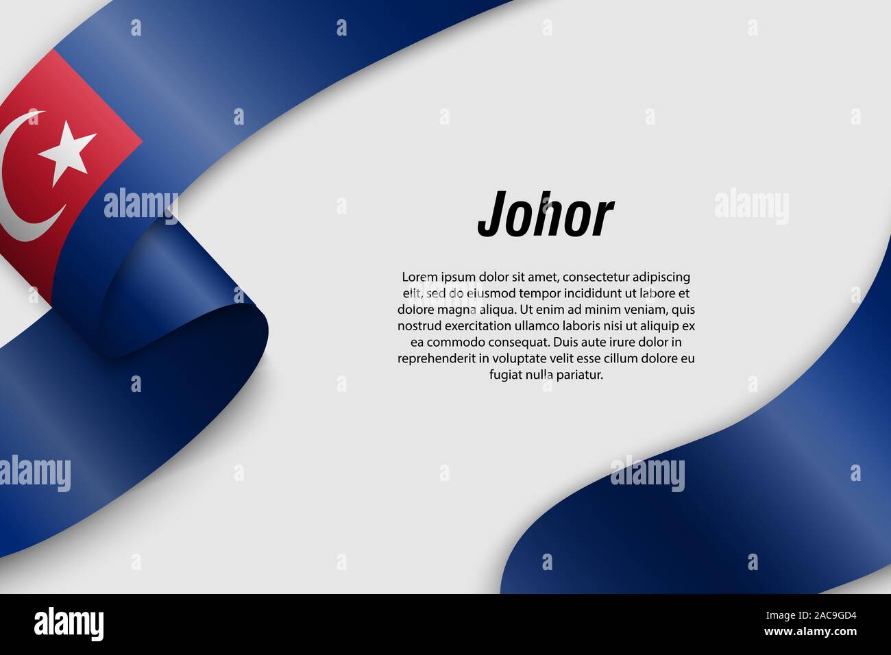 Waving ribbon or banner with flag of Johor. State of Malaysia. Template ...