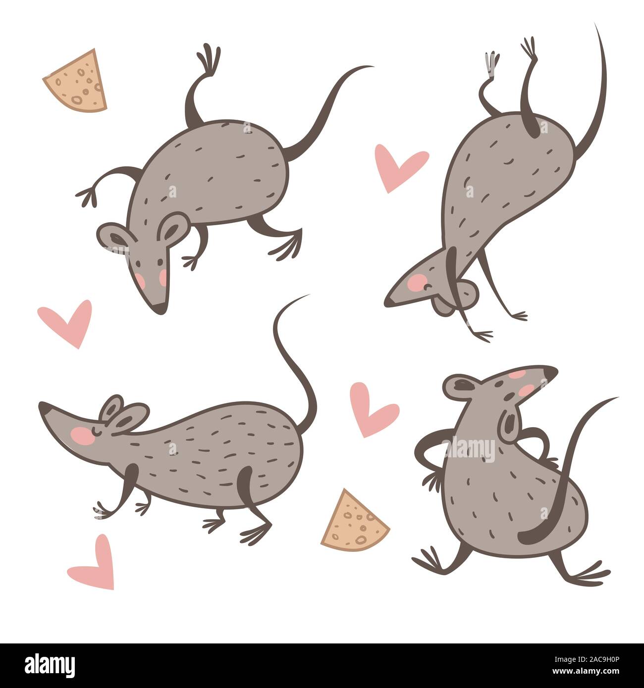 Rat and cheese, Chinese New Year symbol, animal dancing Stock Vector ...
