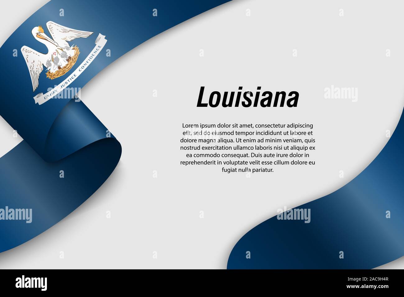 Waving ribbon or banner with flag of Louisiana. State of USA. Template ...