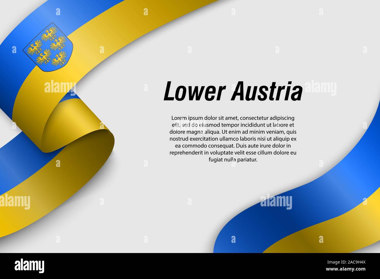 Waving ribbon or banner with flag of Lower Austria. State of Austria ...