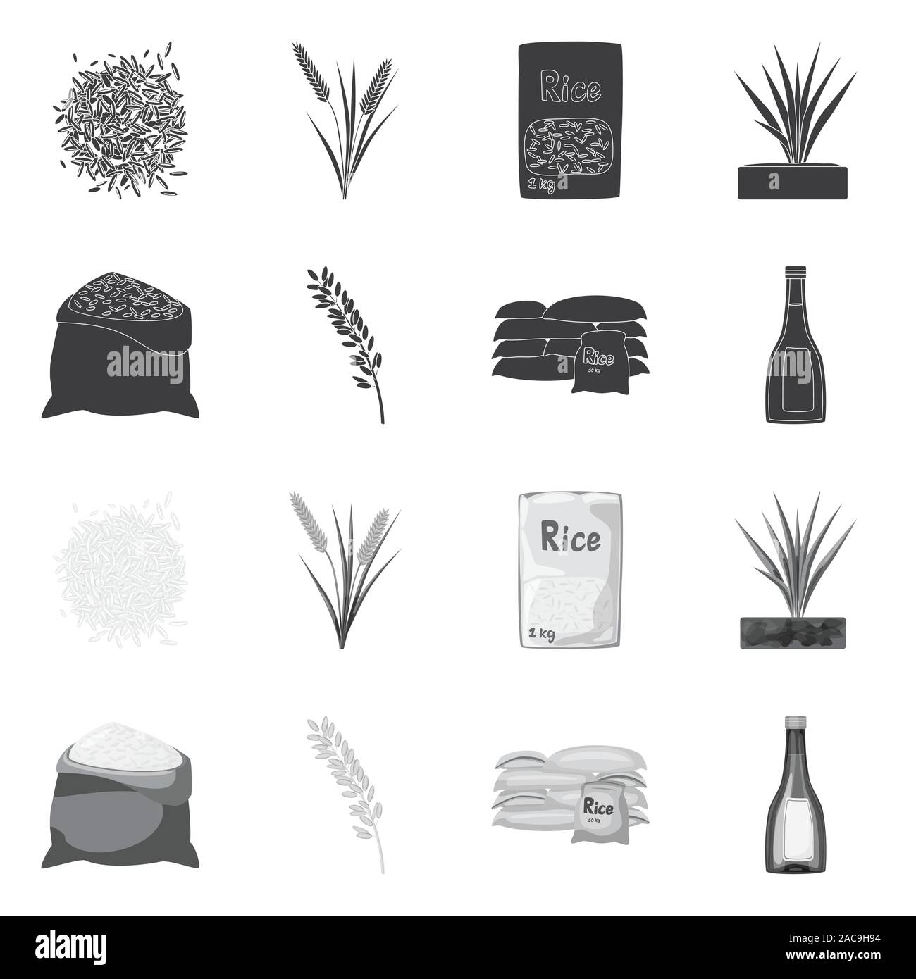 Vector illustration of crop and ecological sign. Collection of crop and ...