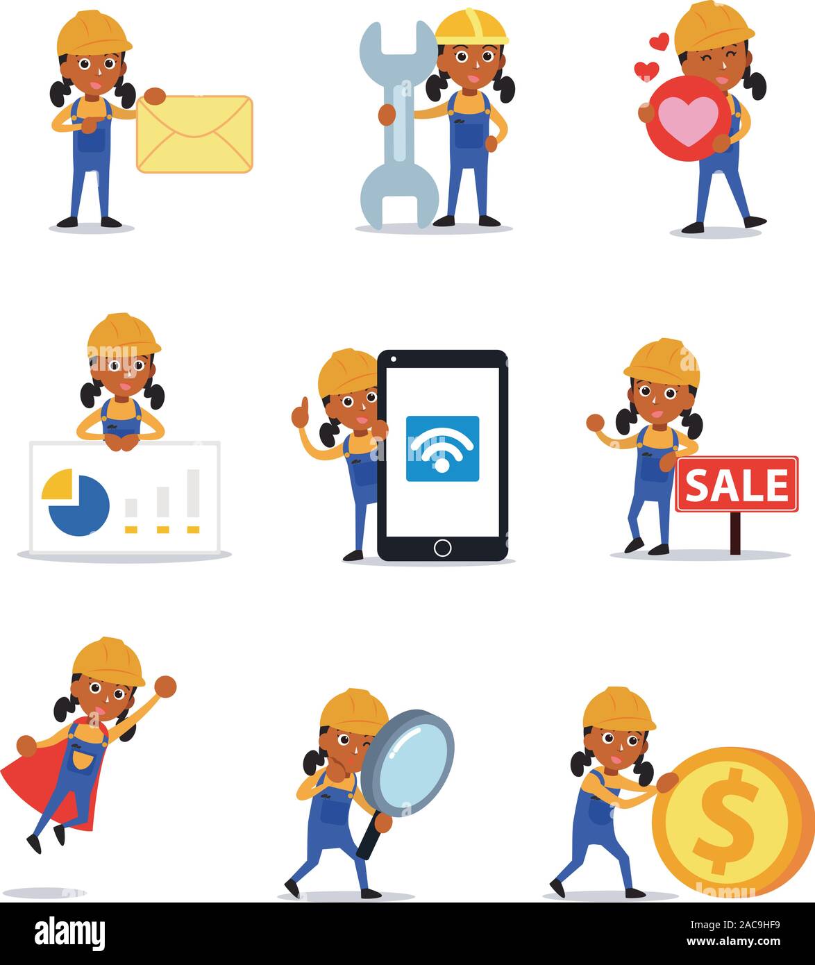 Female carpenter woman cartoon character hi-res stock photography and ...