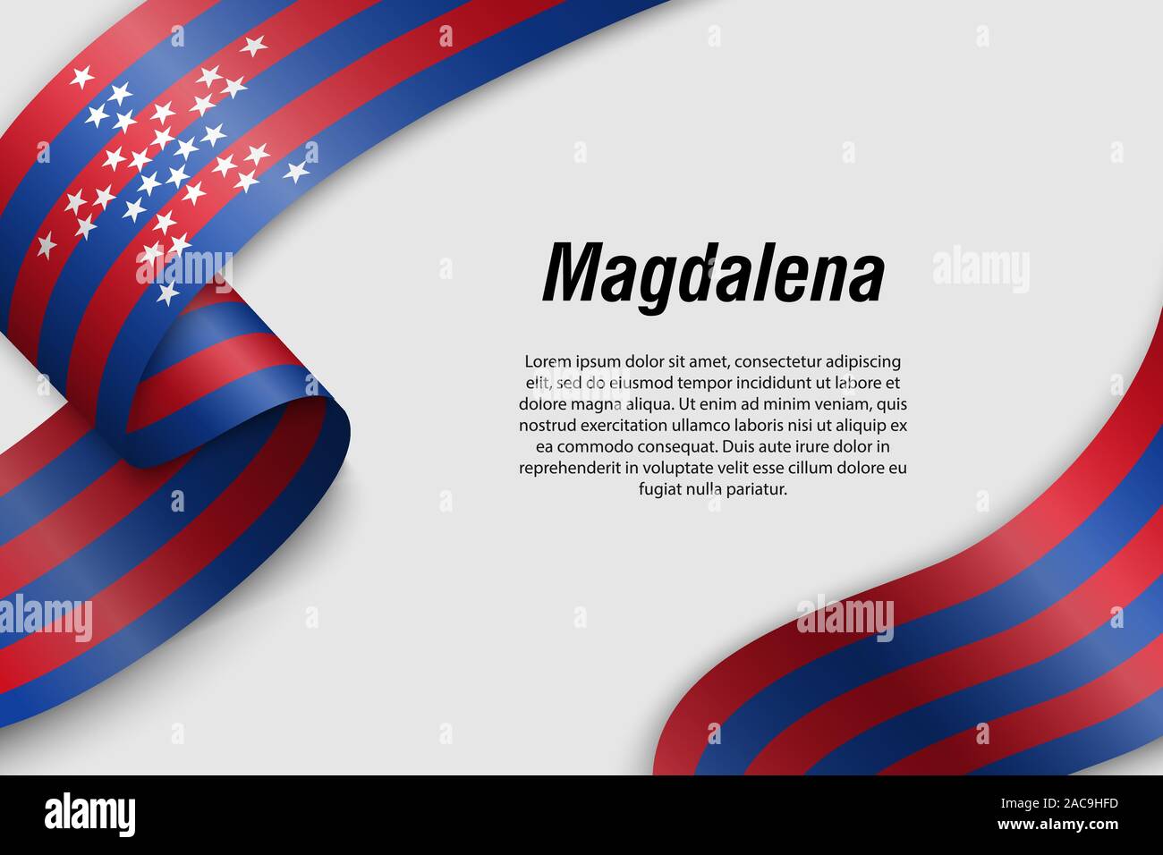 Waving ribbon or banner with flag of Magdalena. Department of Colombia ...
