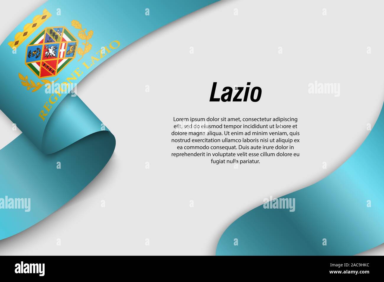 Waving ribbon or banner with flag of Lazio. Region of Italy. Template ...