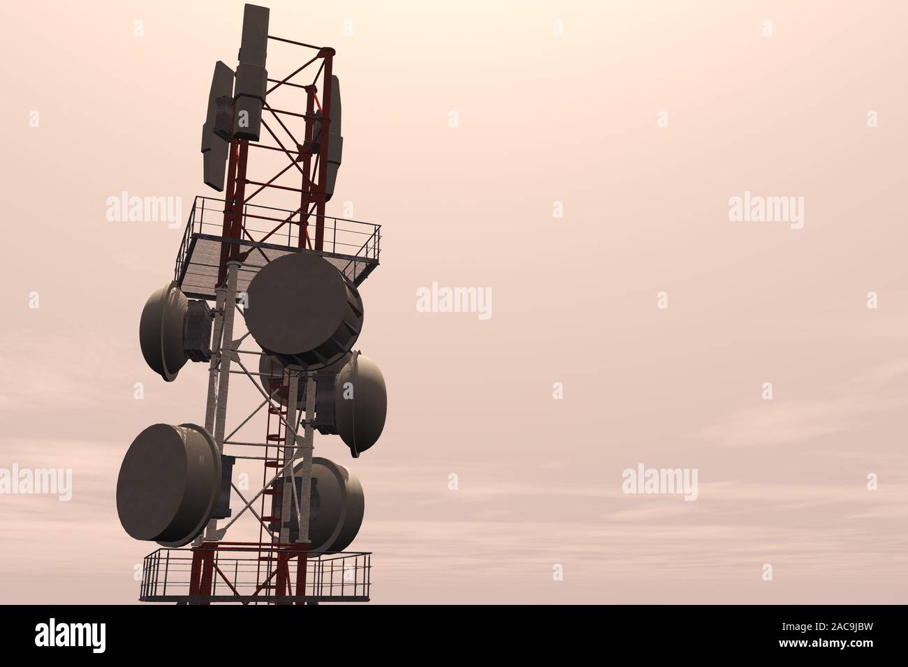 5G Telecommunication Tower in Sunset Sunrise 3D Illustration Stock ...