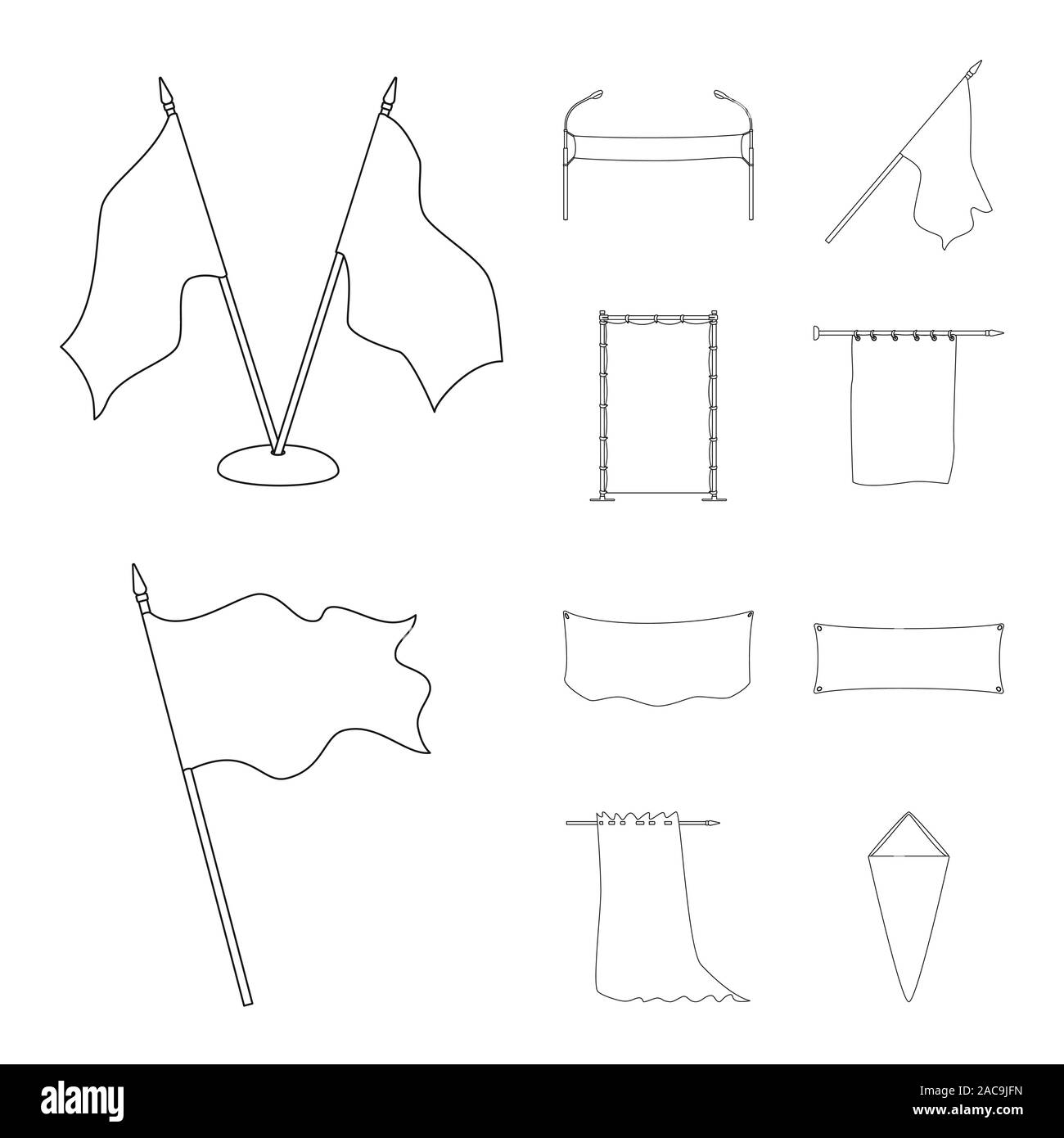 Vector design of blank and canvas icon. Set of blank and textile stock ...