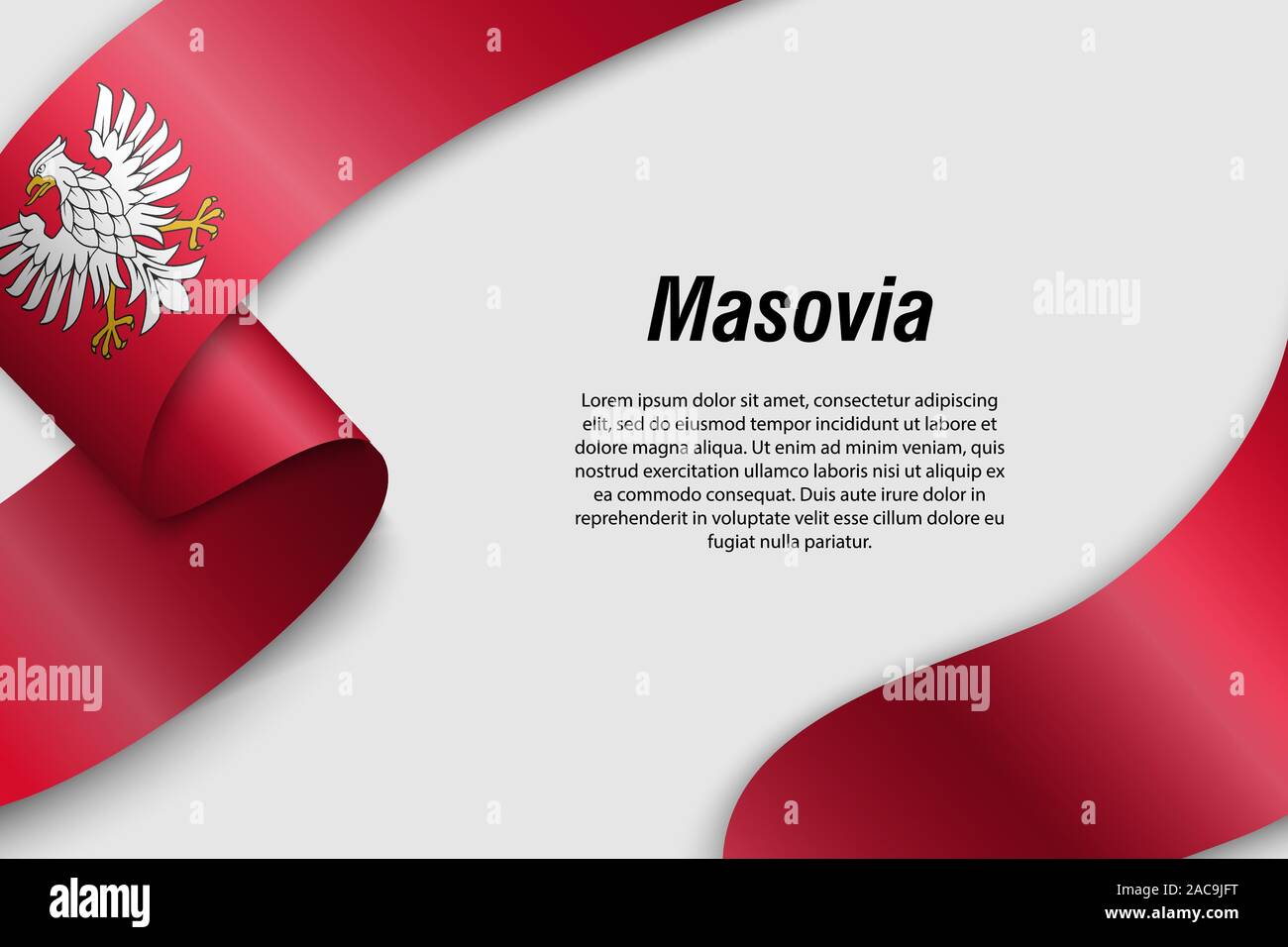 Waving ribbon or banner with flag of Masovia. Province of Poland ...