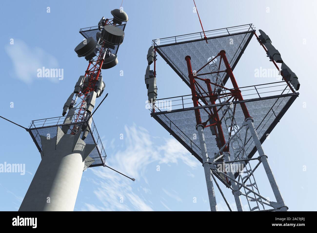5G Telecommunication Tower under Blue Sky 3D Illustration Stock Photo ...