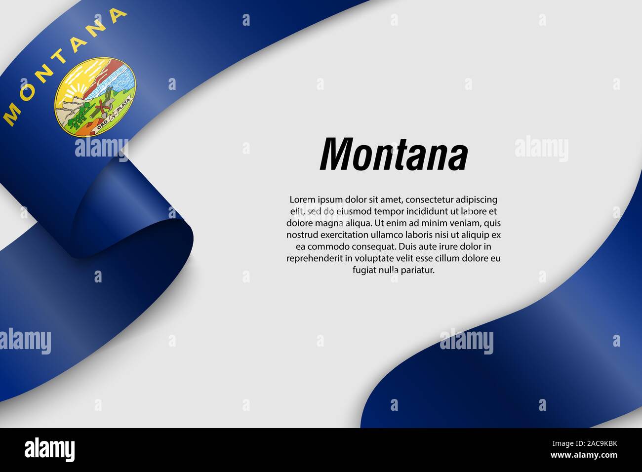 Waving ribbon or banner with flag of Montana. State of USA. Template ...