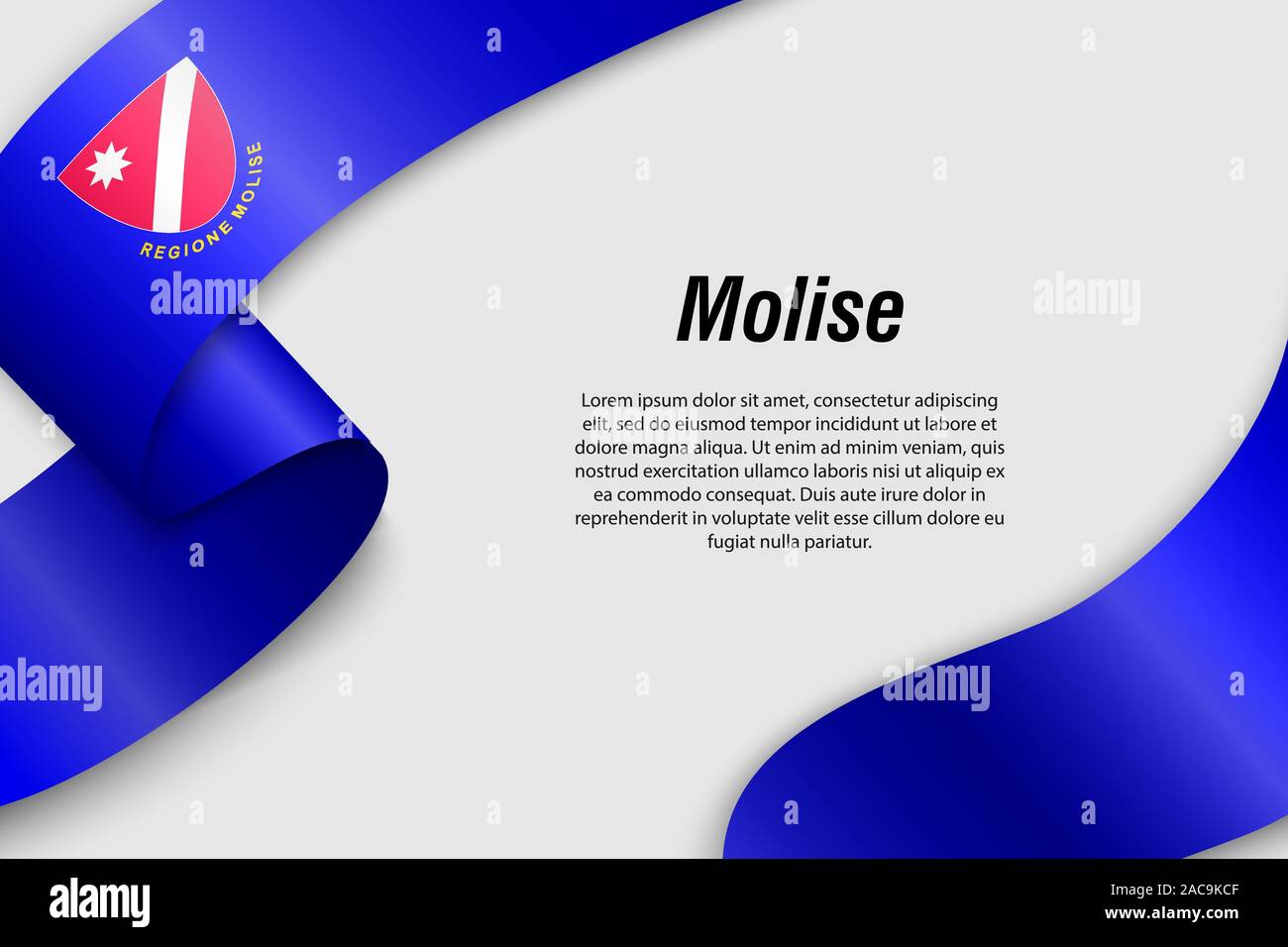 Waving ribbon or banner with flag of Molise. Region of Italy. Template ...