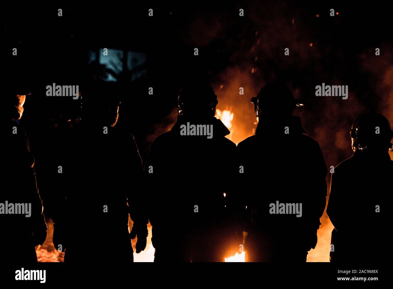 Fire station crew responding to fire emergency situation Stock Photo ...