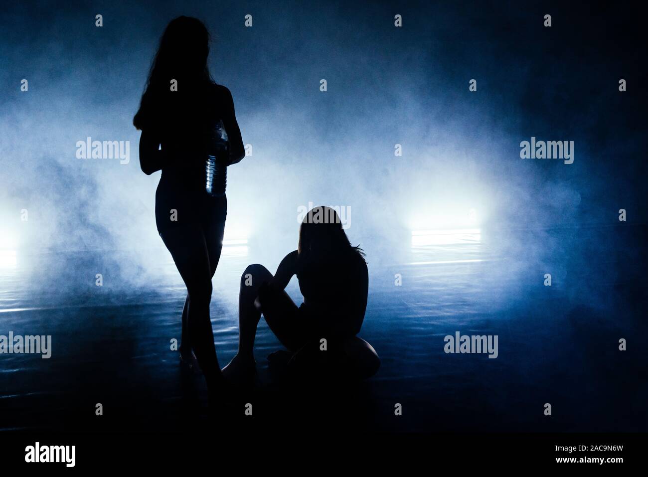Beautiful slim young dance partners performing elegant ballet ...