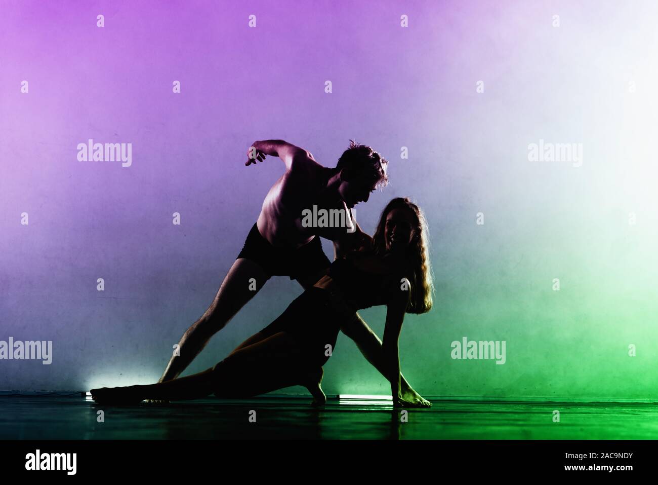 Elegant ballet dancers exercising poses during a dance class Stock ...