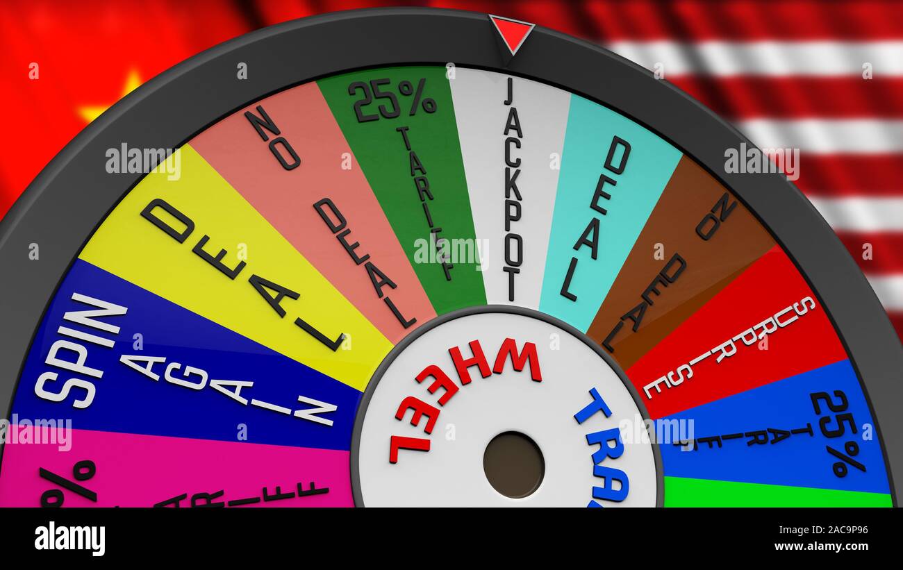 US China Trade War Fortune Wheel 3D Illustration Stock Photo - Alamy